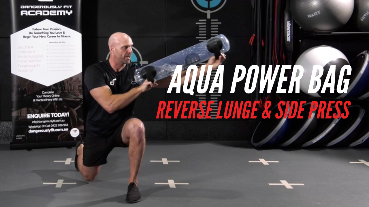 Aqua Power Bag Reverse Lunge Side Press | Power Bag Australia ...