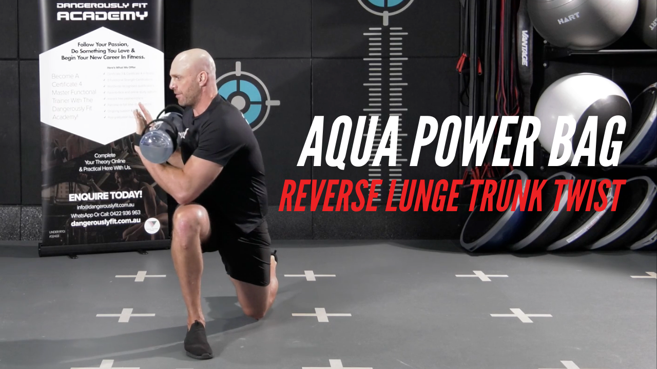 Aqua Power Bag Reverse Lunge Trunk Twist | Power Bag Australia ...